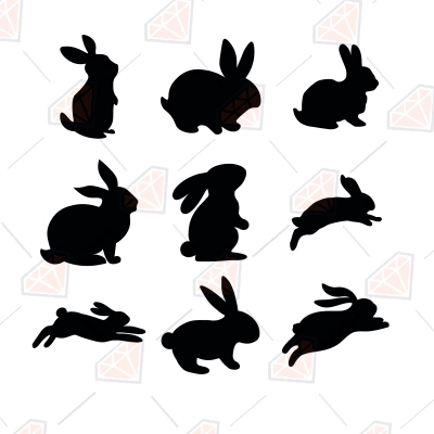 Easter Bunny SVG Bundle, Bunnies Silhouette SVG Files | PremiumSVG