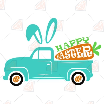 Happy Easter Truck SVG, Easter Bunny Truck SVG | PremiumSVG