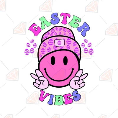 Easter Vibes Smiley Faces SVG, Trendy Easter PNG | PremiumSVG
