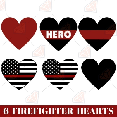 Firefighter Hearts Bundle SVG, USA Fireman Flag Bundle SVG Vector ...