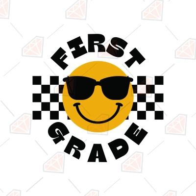 First Grade SVG, 1st Grade with Smiley Face SVG | PremiumSVG