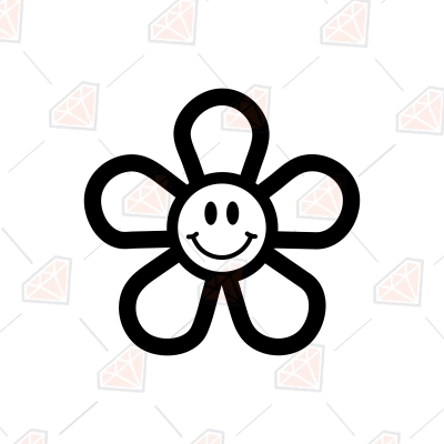 Basic Flower with Smiley Face SVG, PNG, JPG Files | PremiumSVG