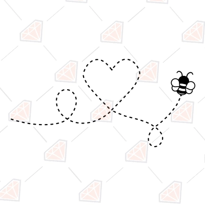 Flying Bee Heart Path SVG | PremiumSVG