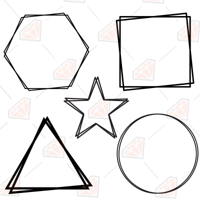 Geometric Frames SVG Files, Double Frame SVG Cuts | PremiumSVG