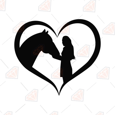 Girl Loves Horse Silhouette SVG, Horse Love SVG | PremiumSVG