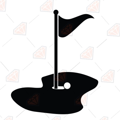 Golf Flag and Hole Silhouette SVG, Instant Download | PremiumSVG