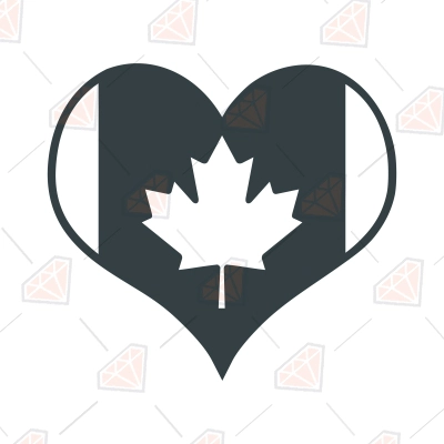 Canada Heart Flag SVG Black and White | PremiumSVG