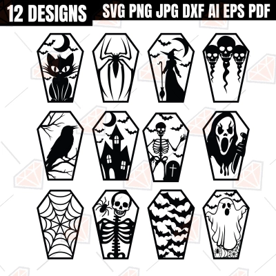Halloween Coffin SVG Bundle, Spooky Cut Files | PremiumSVG