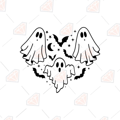 Ghost Heart SVG, Halloween SVG with Heart | PremiumSVG