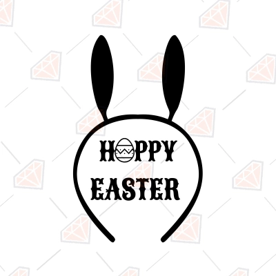 Happy Easter Hair Crown Bunny SVG Cut File | PremiumSVG