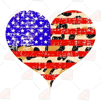 Heart USA Flag with Leopard Print PNG, Usa Heart Flag SVG Sublimation ...