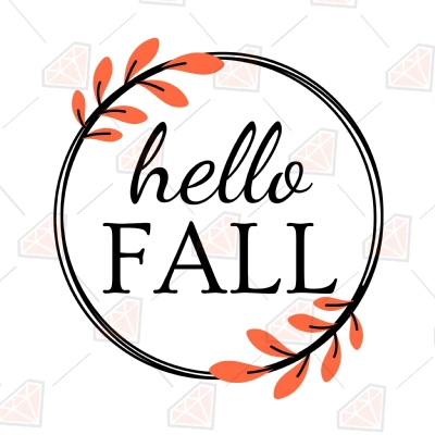 Hello Fall SVG with Floral Circle, Instant Download | PremiumSVG