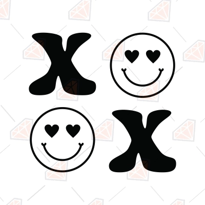 Hugs and Kisses XOXO SVG, Smiley Face XOXO SVG | PremiumSVG