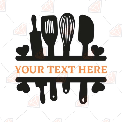 Kitchen Monogram SVG, Kitchen Utensils Split SVG | PremiumSVG