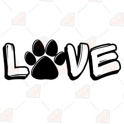 Love Paw SVG Cut Files, Paw Print Love PNG | PremiumSVG
