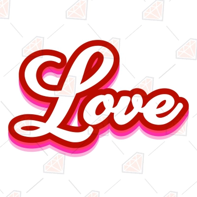 Love SVG Cut File for Valentine's Day, Retro Text SVG | PremiumSVG