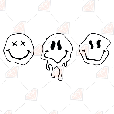 Melted Smiley Faces SVG Bundle, Drippy Smile Faces SVG Files | PremiumSVG