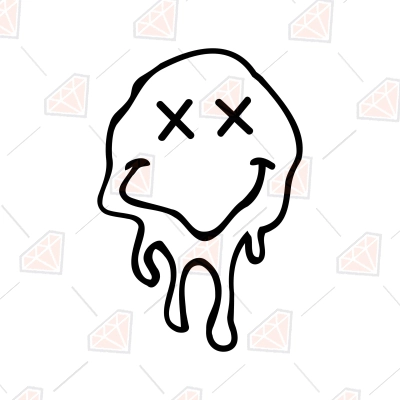 Melting Smiling Face Svg, Dripping Smiley Face PNG | PremiumSVG