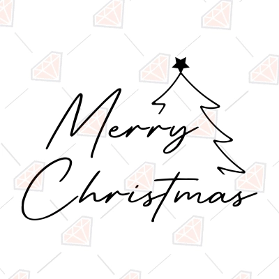 Merry Christmas SVG with Tree for Shirt, Christmas Tree Vector | PremiumSVG