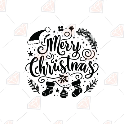 Merry Christmas Text SVG with Christmas Elements | PremiumSVG