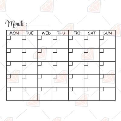 Month Planner SVG, Monthly Calendar SVG with Notes | PremiumSVG