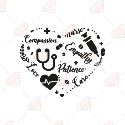 Nurse Adjectives And Icons SVG, Nurse Heart SVG | PremiumSVG