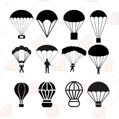 Parachute SVG Bundle, Sky Diving Clipart Files | PremiumSVG