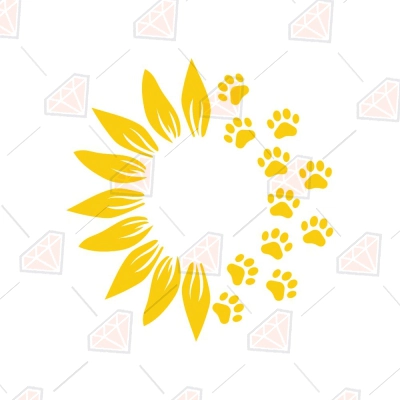 Sunflower Dog Paw SVG, Paw Print SVG Cut File | PremiumSVG