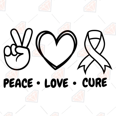 Peace Love Cure SVG, Awareness Ribbon SVG Clipart Files | PremiumSVG
