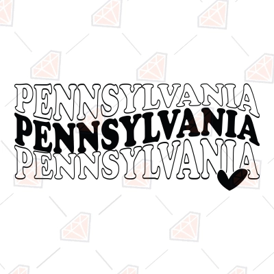 Pennsylvania SVG, Stacked Wavy Text | PremiumSVG