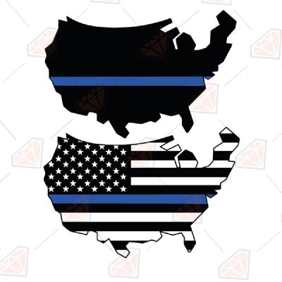 Us Map with Police Flag SVG File, Police Flag Map SVG | PremiumSVG