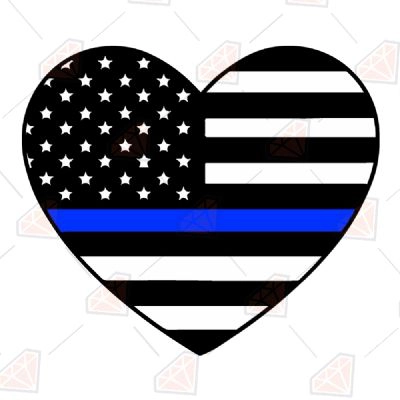 Thin Blue Line Police Heart SVG Cut Files | PremiumSVG