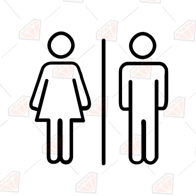 Restroom Sign SVG Cut File, Restroom WC Vector Files | PremiumSVG