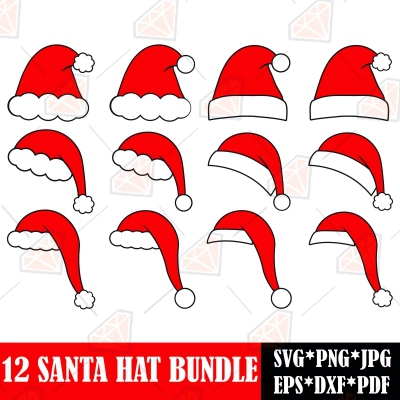 Santa Hat SVG Bundle, Santa Claus Hat SVG Files | PremiumSVG