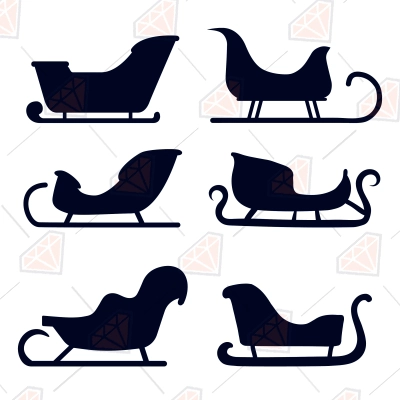 Santa Sleigh SVG Bundle, Black and White Santa Sleigh SVG Files ...