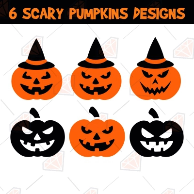 Scary Pumpkin SVG Bundle, Halloween Pumpkin SVG Download | PremiumSVG