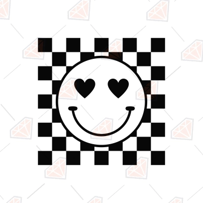 Smiley Face Heart Eyes SVG, Checkered Smiley Face SVG | PremiumSVG