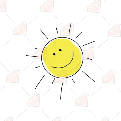 Smiling Sun SVG Cut and Clipart File | PremiumSVG
