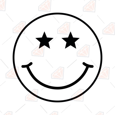 Star Eyes Smiley Face SVG, Star Smile Emoji SVG Vector Files | PremiumSVG