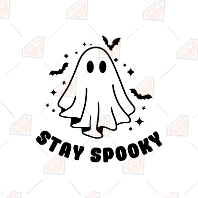 Stay Spooky SVG with Ghost and Bats Silhouette | PremiumSVG