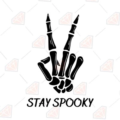 Stay Spooky SVG with Skeleton Hand Peace Sign, Halloween SVG | PremiumSVG