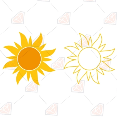 Sun SVG Bundle & Clipart Cut Files, Sun Outline SVG | PremiumSVG