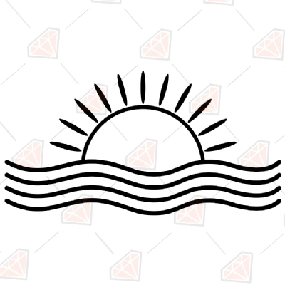 Sun Ocean SVG, Sunset with Waves SVG Cut Files | PremiumSVG
