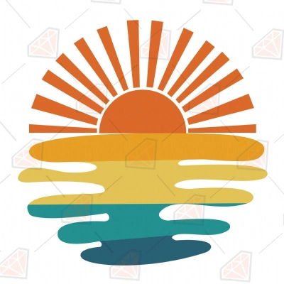 Sunset SVG Cut File, Sunset Retro Wave SVG Download | PremiumSVG