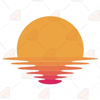 Sunset SVG Cut Files, Retro Sunset SVG Vector | PremiumSVG