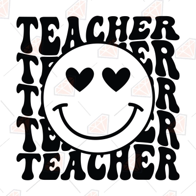 Retro Wavy Teacher Smiley Face SVG | PremiumSVG