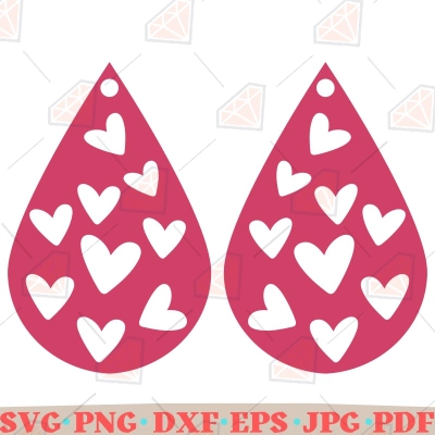 Teardrop Heart Earring SVG Cut File | PremiumSVG