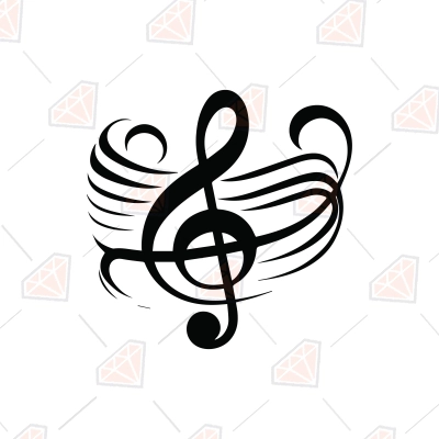 Treble Clef SVG with Swashes | PremiumSVG