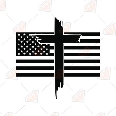 USA Flag SVG with a Cross | Patriotic Christian Cut File for Cricut ...