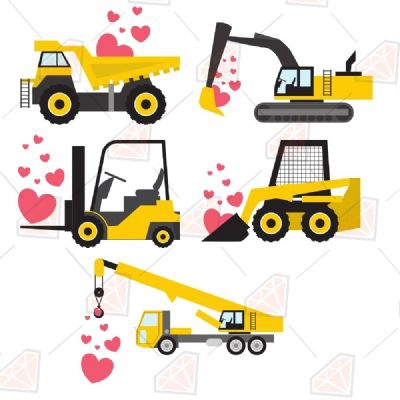 Construction Valentine SVG Bundle - Valentine Digger and Bulldozer SVG ...